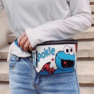 Bags | Cookie Monster Fanny Pack Pu Leather Waist Crossbody Bag Cartoon ...